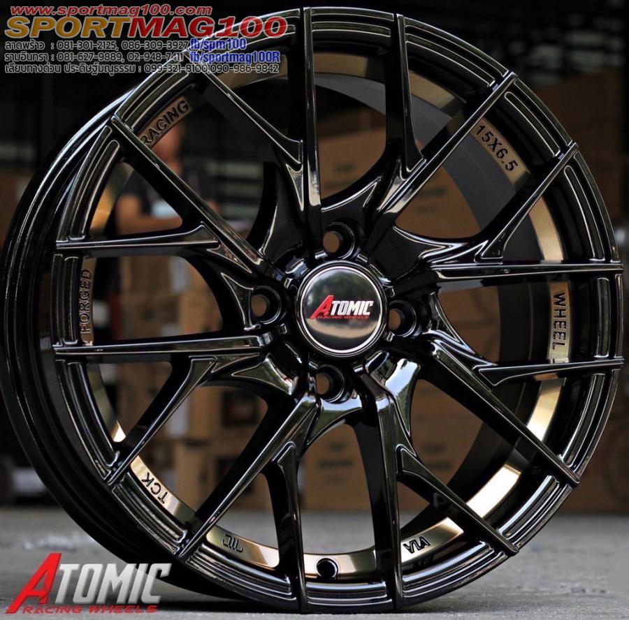 ล้อแม็ก รถเก๋ง 15 ล้อแม็กใหม่ Atomic Atm19 4รู100 ET35 ดำคัตทองแดง 6.5 ...