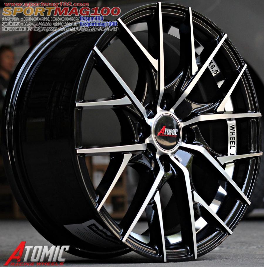 ล้อแม็ก รถเก๋ง 15 ล้อแม็กใหม่ Atomic Atm19 4รู100 ET35 ดำหน้าเงาคัตเงิน ...